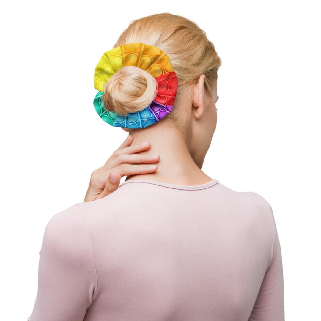 Rainbow Pop It Style Scrunchie or Headband, Sensory Inspired Hair ...
