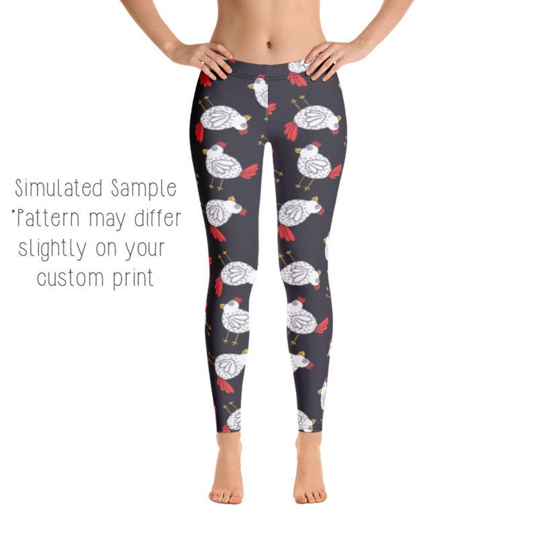 CHICKEN LEGGINGS, Yoga Pants, Roosters, Chickens, Hens, Farm, Flowers ...