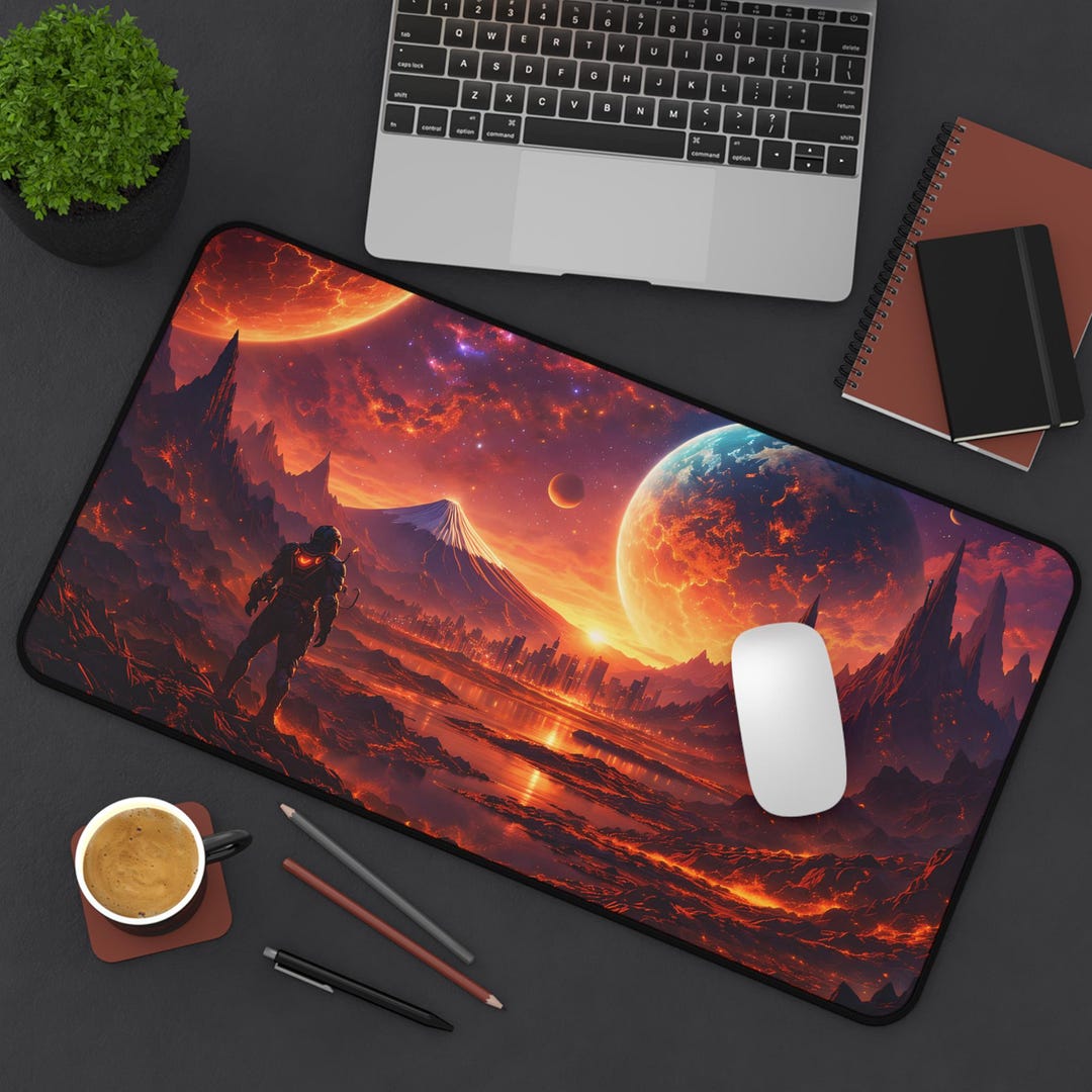 Alien Planet Desk Mat, Sci-fi Landscape Extra Large Mouse Pad, Space ...