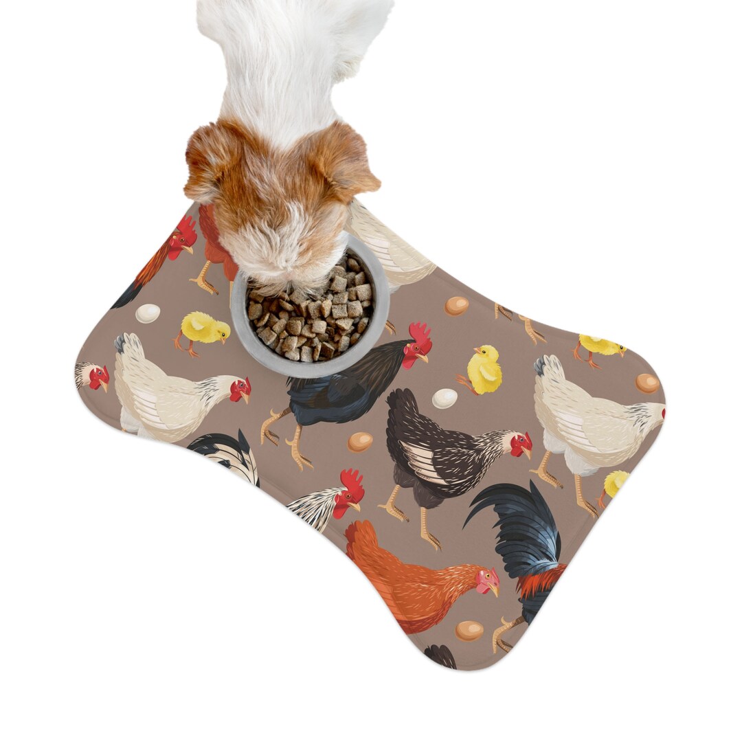 Chickens & Eggs Pet Placemat (4 Shapes) Pet Feeding Mat, Pet Place Mat ...