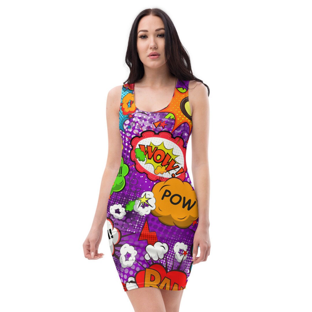 COMIC Skater Dress, Bodycon Fitted Dress, Skater Skirt - Women, Ladies ...