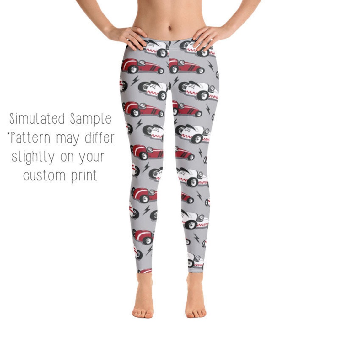 Vintage RACE CAR Leggings, Capri, Plus, Kids, Shorts, Joggers, Derby ...