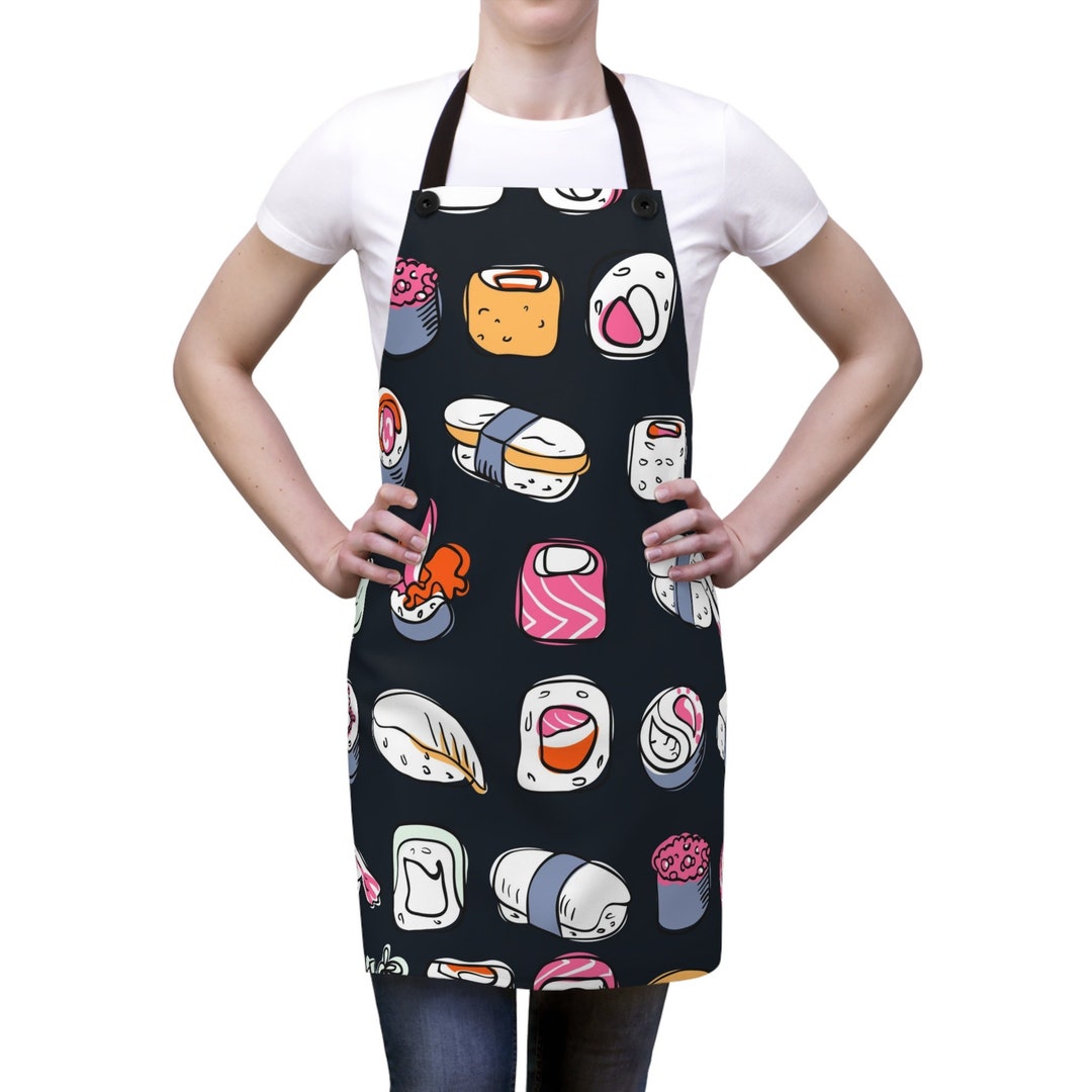 Sushi Rolls Apron, Buttons, Ties, Women, Men, Ladies, Cooking, Chef ...