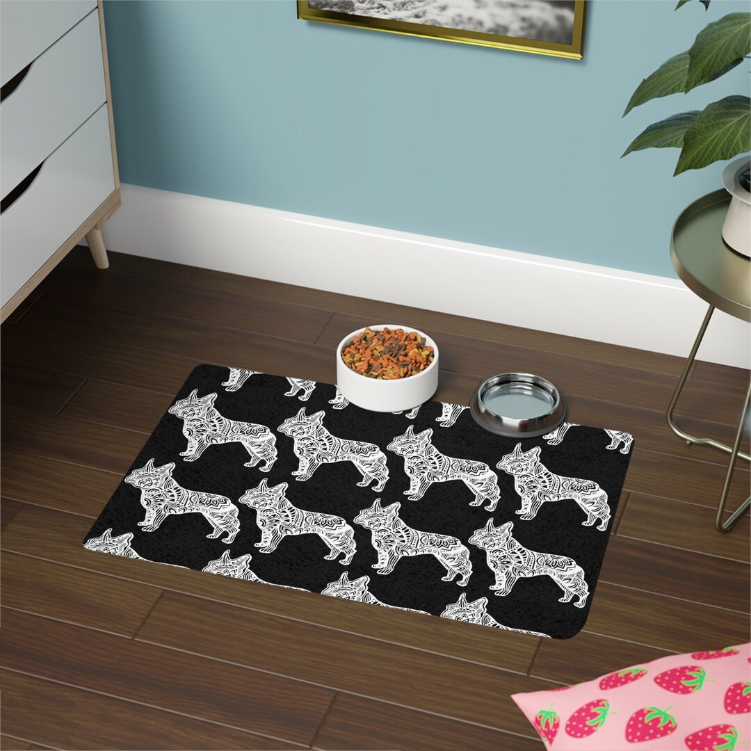 French Bulldog Pet Placemat (4 Shapes) Pet Feeding Place Mat, Rubber Backed Mat, Non Skid ...