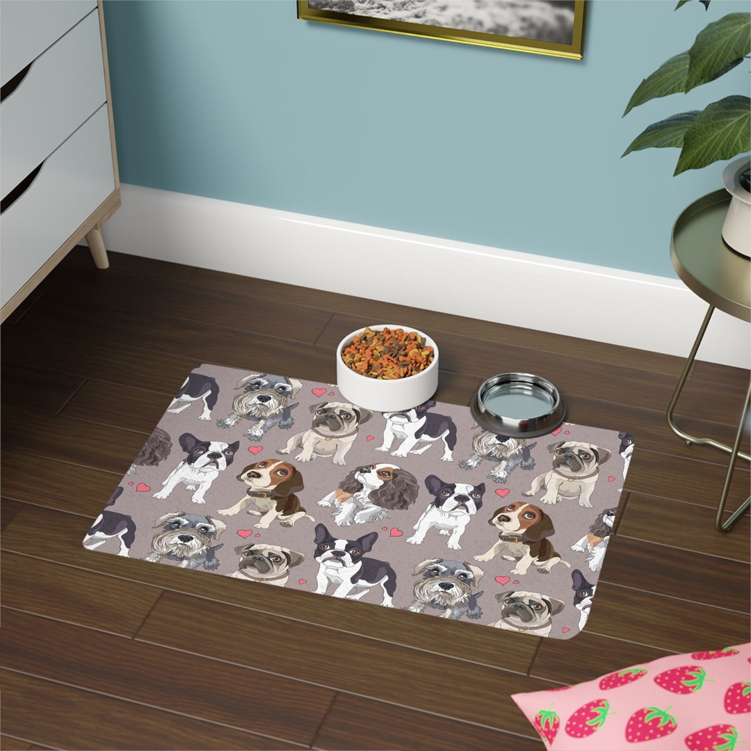 Cute Dog Faces Pet Placemat 4 Shapes Pet Feeding Mat, Pet Place Mat ...
