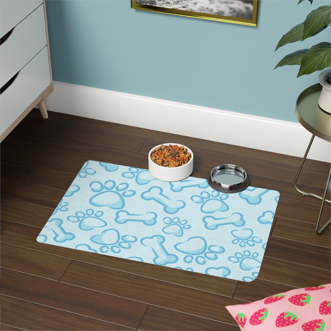 Dog Paws & Dog Bones Pet Placemat (4 Shapes) Pet Feeding Mat, Pet Place ...