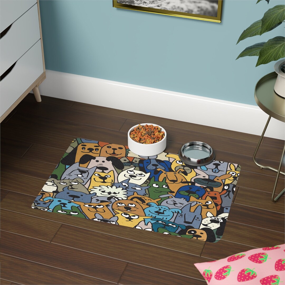 Cute Dog Faces Pet Placemat (4 Shapes) Pet Feeding Mat, Pet Place Mat ...
