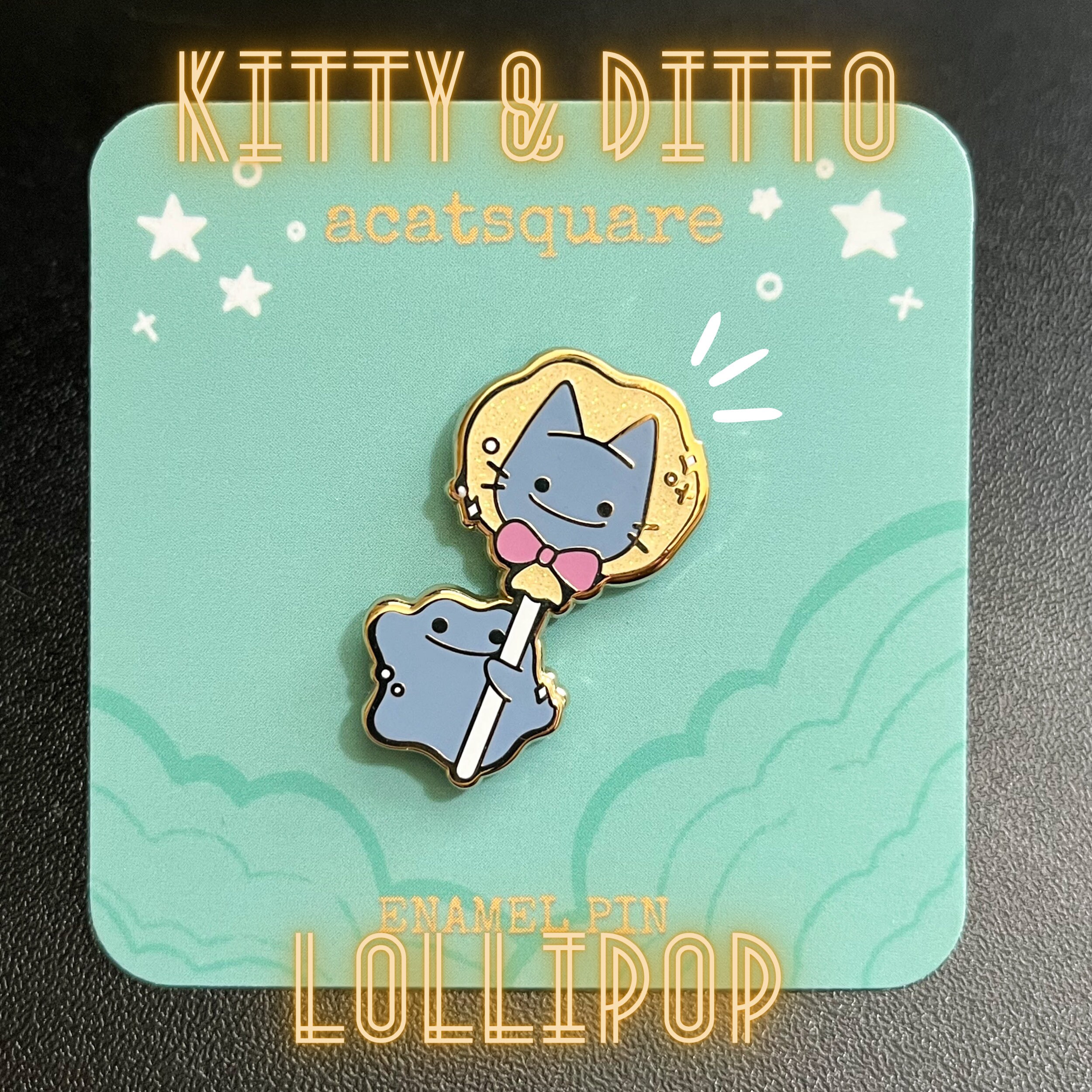 Ditto With Kitty Lollipop Hard Enamel Pins | Kawaii Cat Cafe Lapel Pin ...