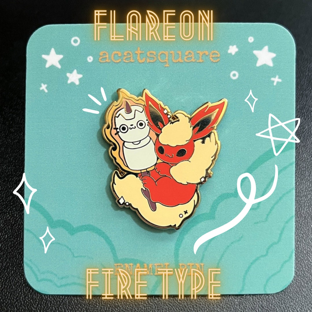 Flareon Marshmallow Hard Enamel Pins | Kawaii Eeveelution Lapel Pin ...
