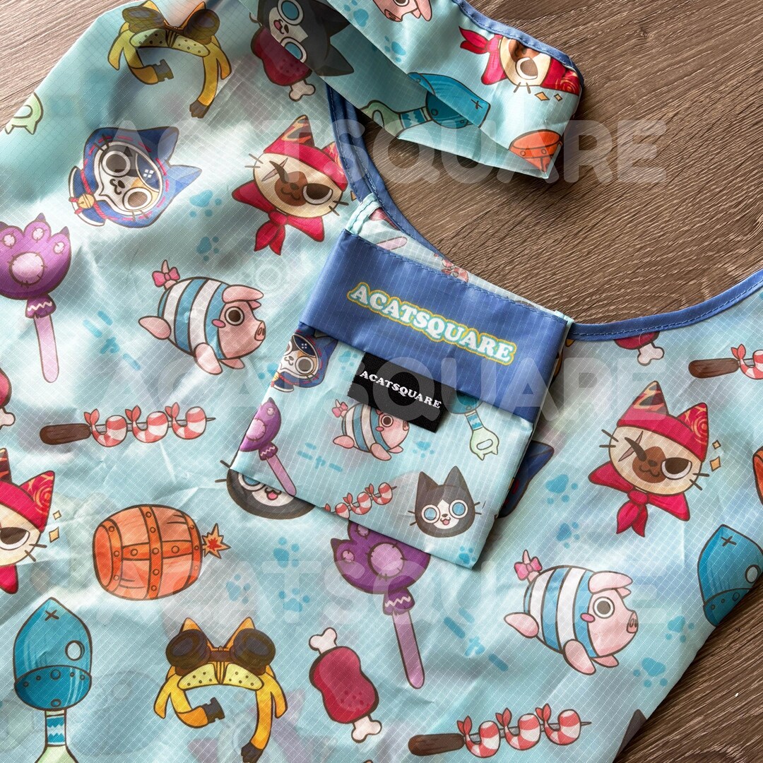 Meowster Hunter Folded Pouch Reusable Grocery Bag | Monster Cat Palico ...