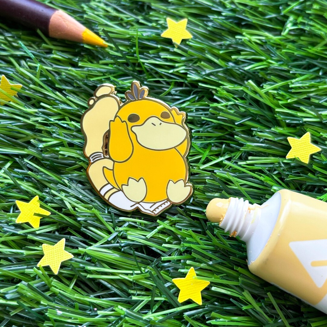 Psyduck Squeezed Watercolor Paint Hard Enamel Pin | Kawaii Artist Lapel ...