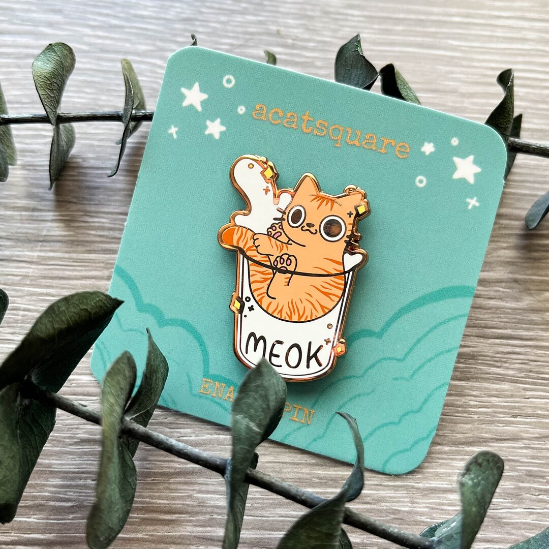 Orange Tabby Meok Hard Enamel Pin | Kawaii Cubby Kitty Lapel Pin | Cute ...