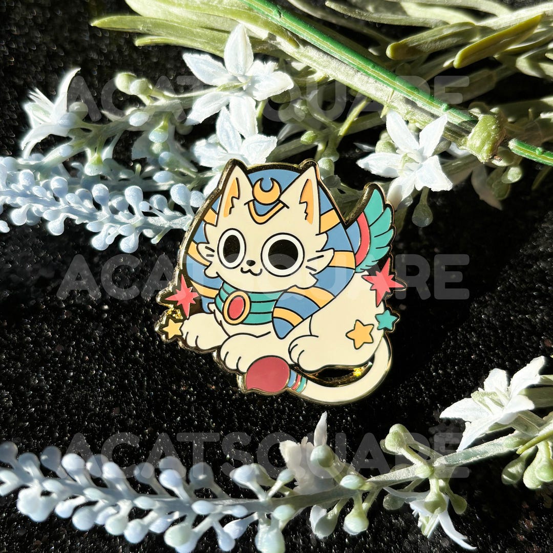 Sphinx Kitty Hard Enamel Pin | Kawaii Halloween Cat Lapel Pin | Cute ...