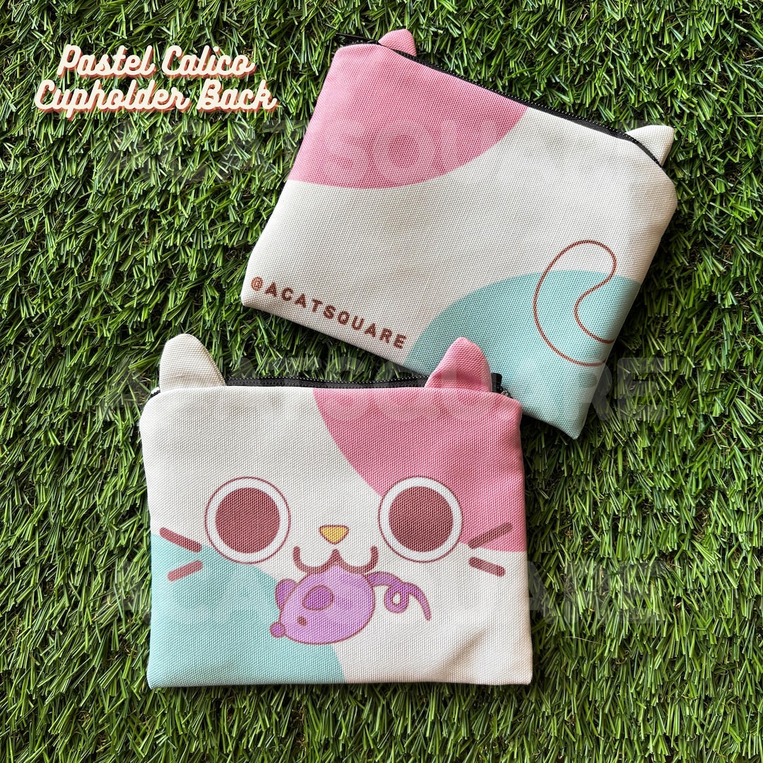 Calico Kitty With Mouse Coin Pouch | Cute Purple Cat With Ears Small ...