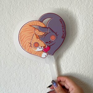 Acatsquare Kitty Love Frosted Translucent PVC Hand Fan | Kawaii Cat ...