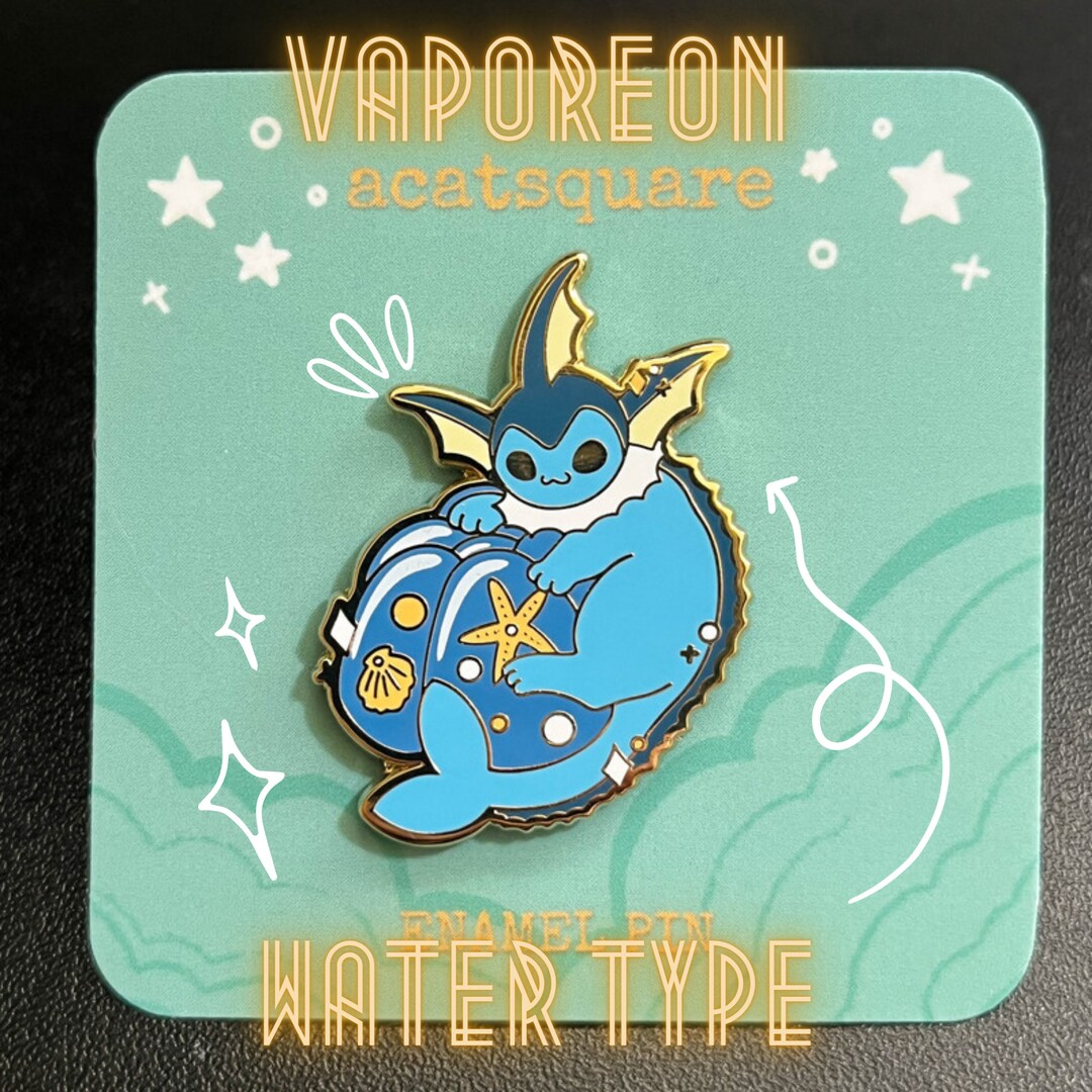 Vaporeon Summer Jelly Hard Enamel Pins | Kawaii Eeveelution Lapel Pin ...