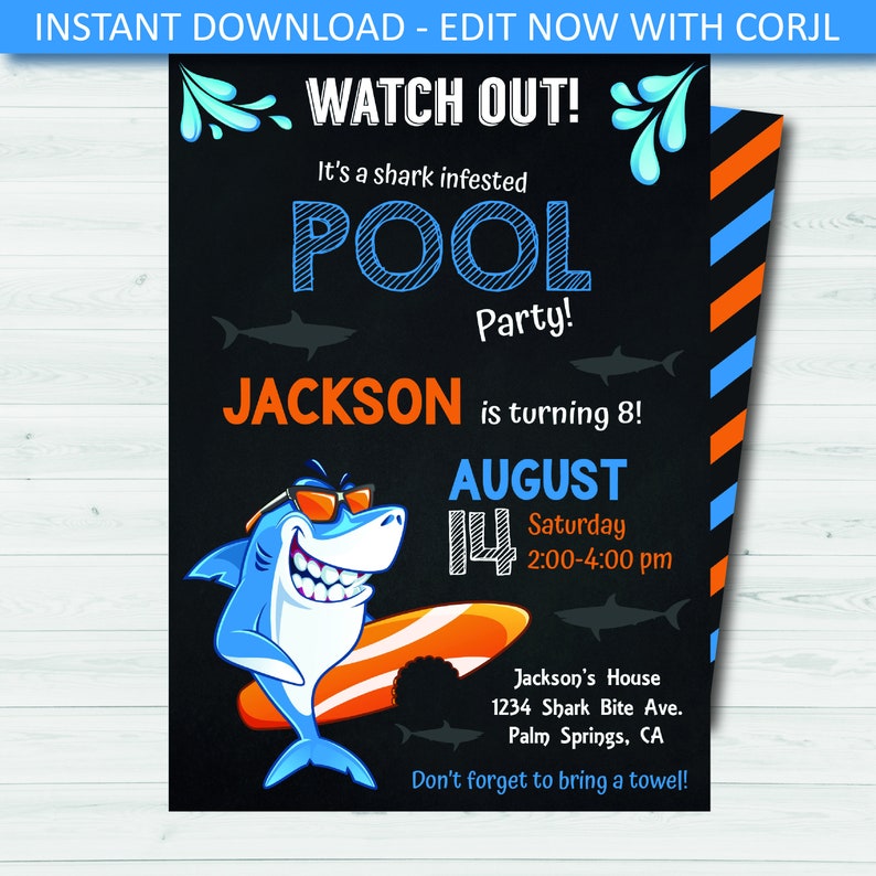 shark-pool-party-invitation-pool-party-invitation-template-etsy