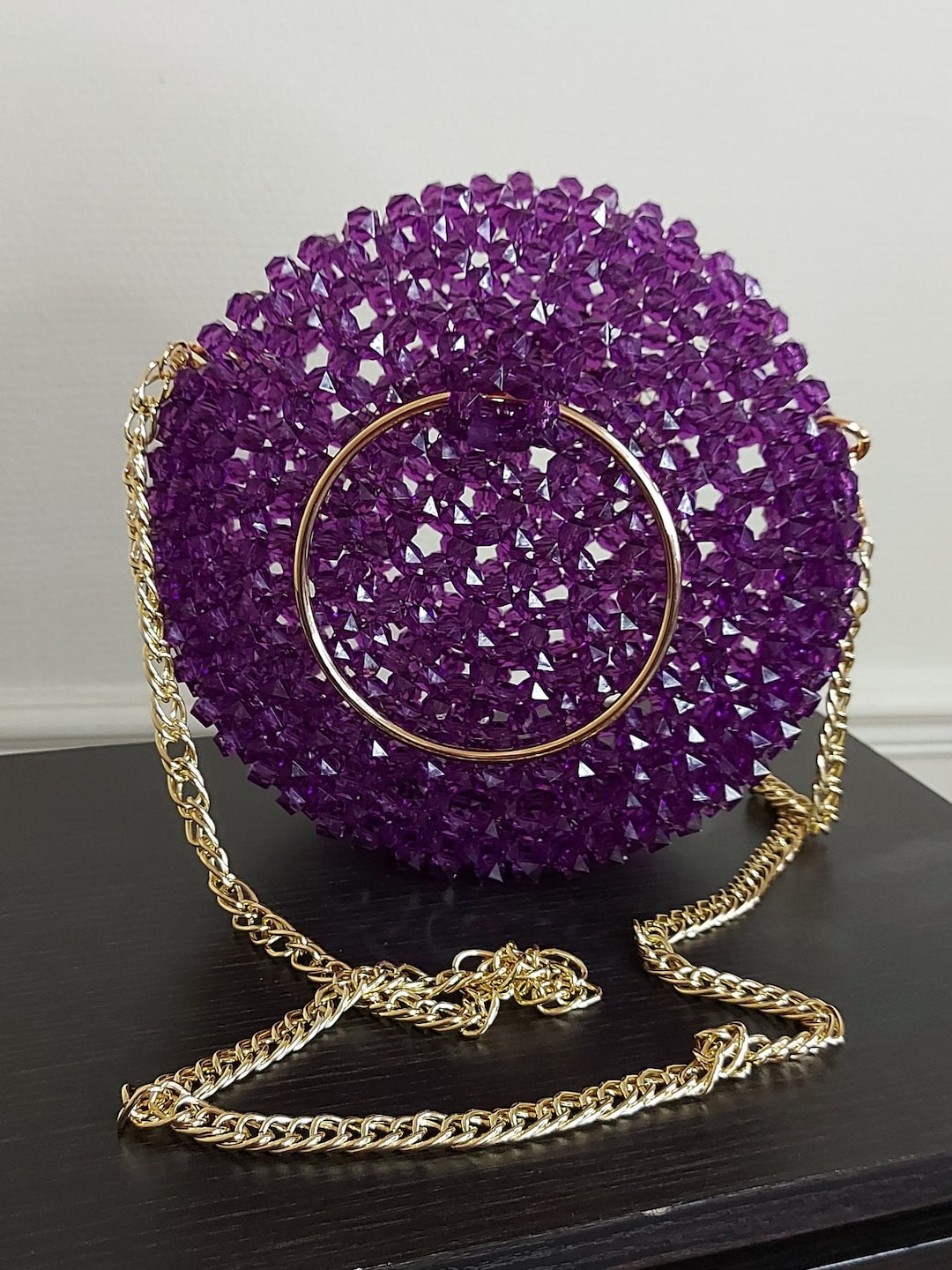Sac perlé fait main 100%, sac à main de perle violet - Etsy France