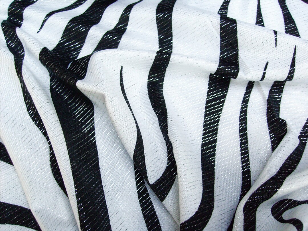 Jersey Zebra 60924 Animal Print in Black and White With Fine Lurex ...
