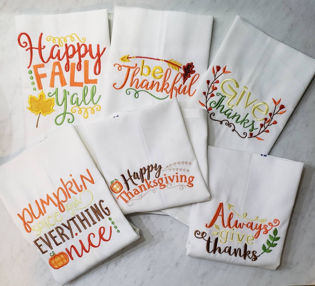 Fall Tea Towel/fall Decor/embroidered Fall Kitchen Towel/autumn Decor ...