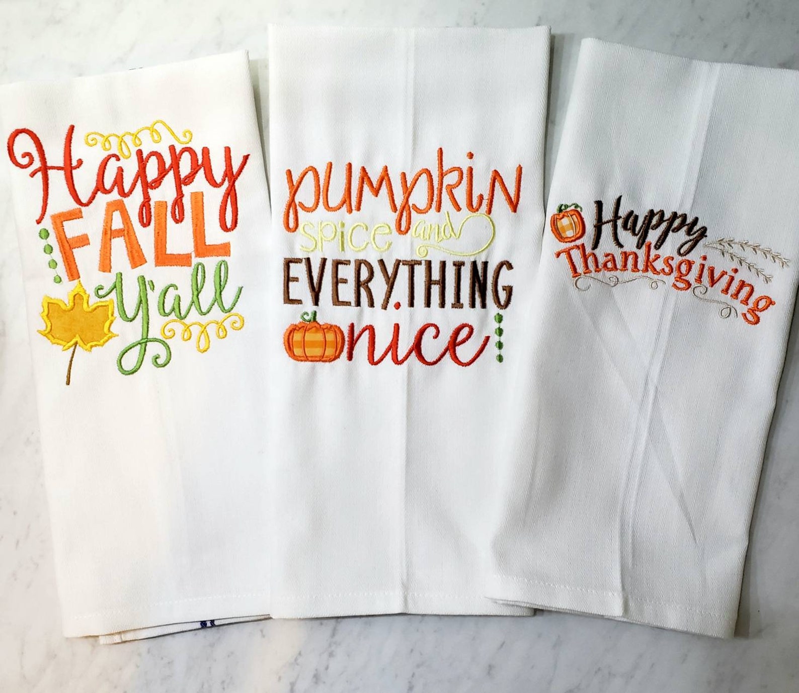 Fall Tea Towel/fall Decor/embroidered Fall Kitchen - Etsy