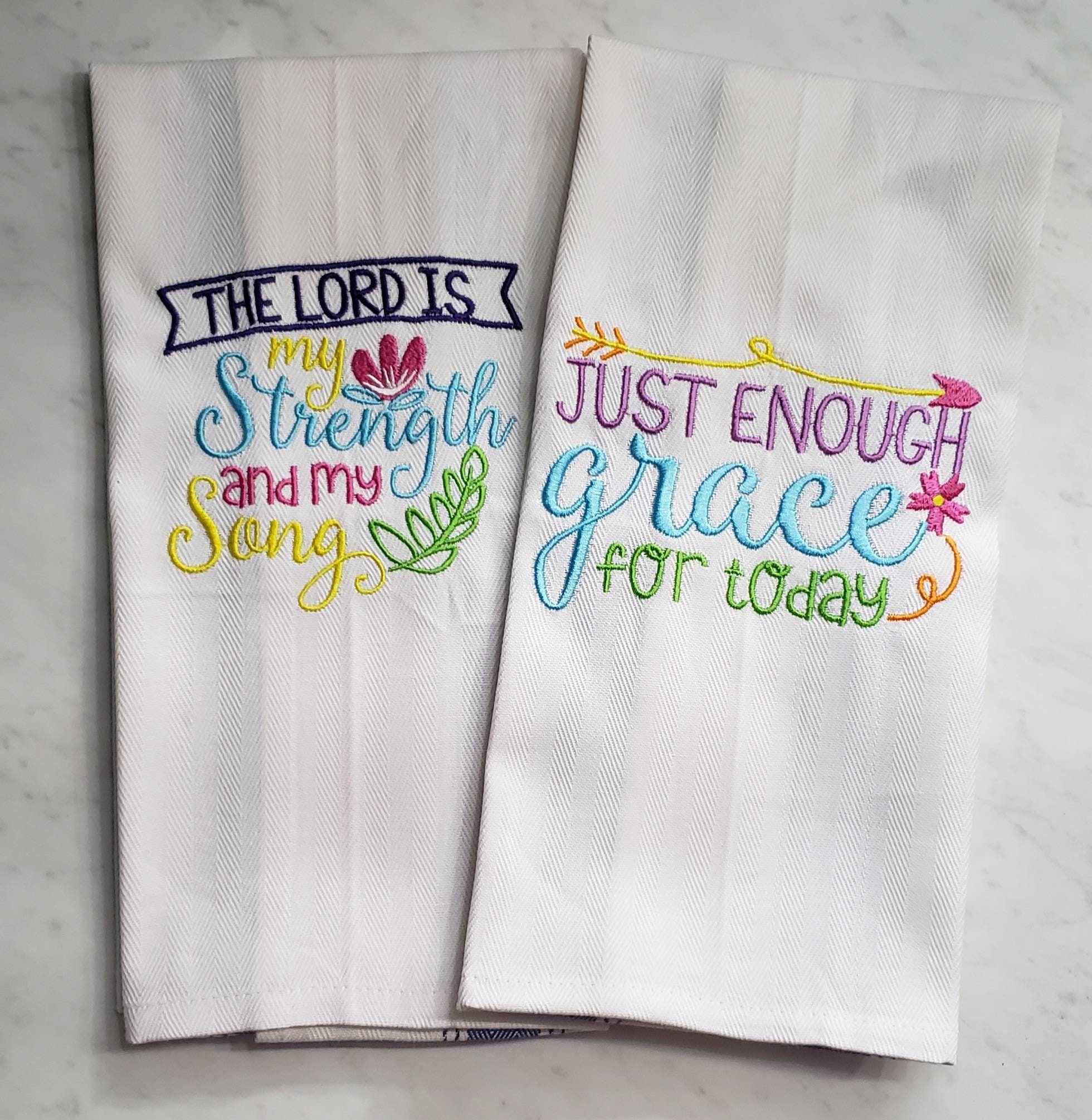 Embroidered Biblical Kitchen Towel: Floral Scripture Gift - Etsy