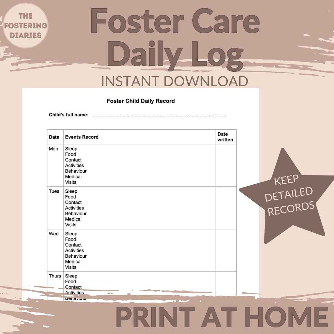 Foster Care Daily Diary Template | Foster Carer Daily Journal Log ...