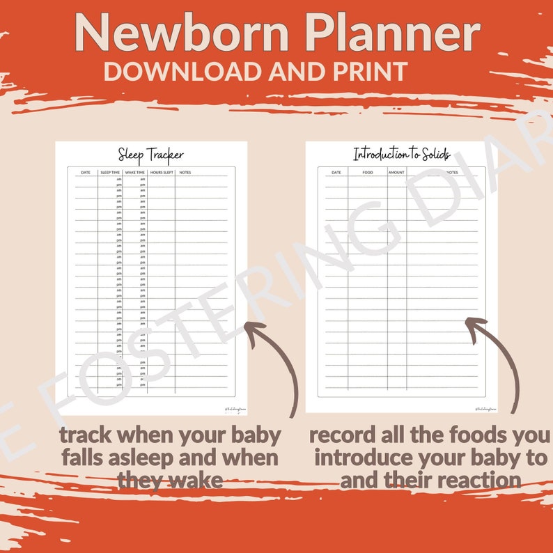 Printable Daily Baby Tracking Page | DIY Baby Tracking Log Book | Feed ...