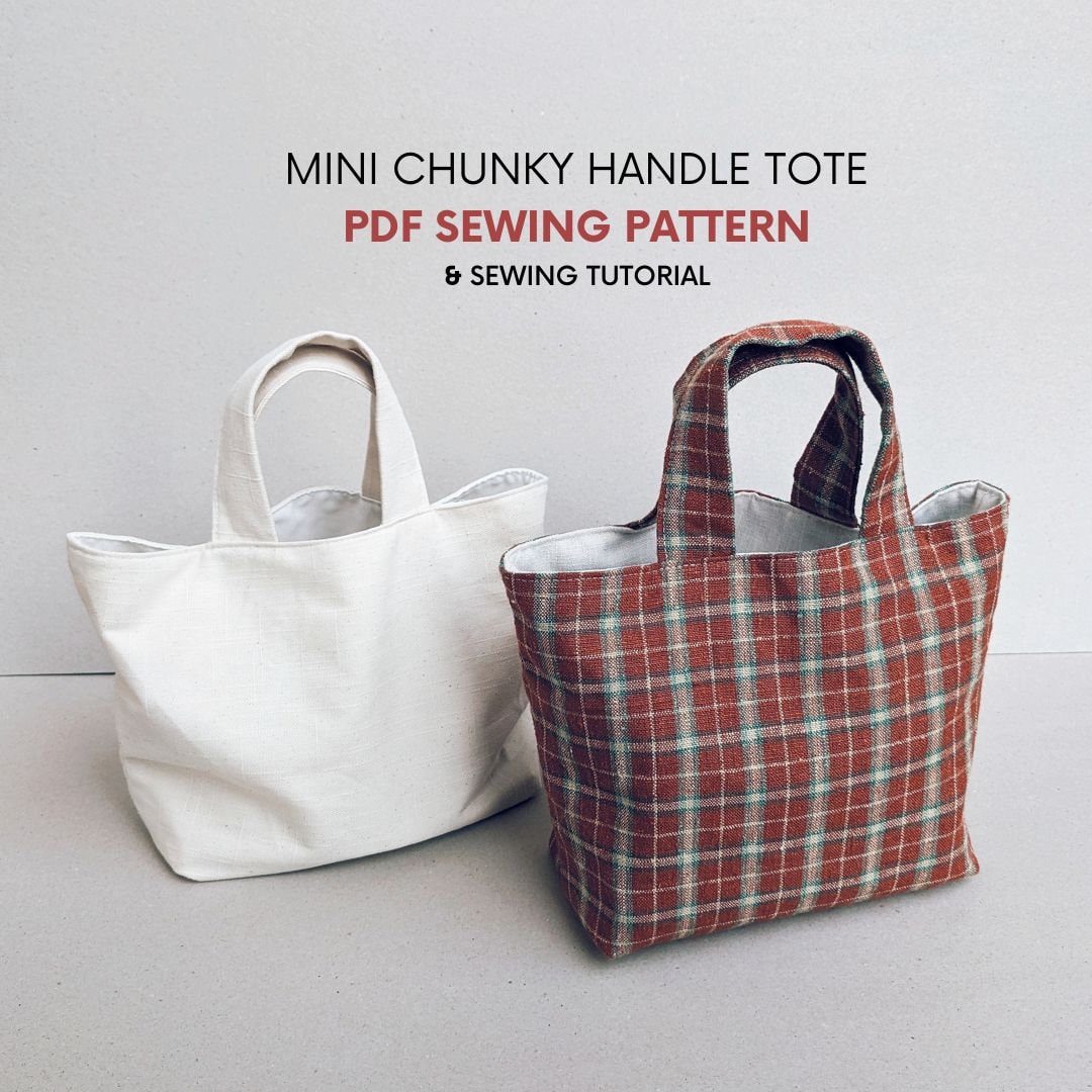 Mini Chunky Handle Tote Bag | PDF Sewing Pattern & Tutorial | Instant ...