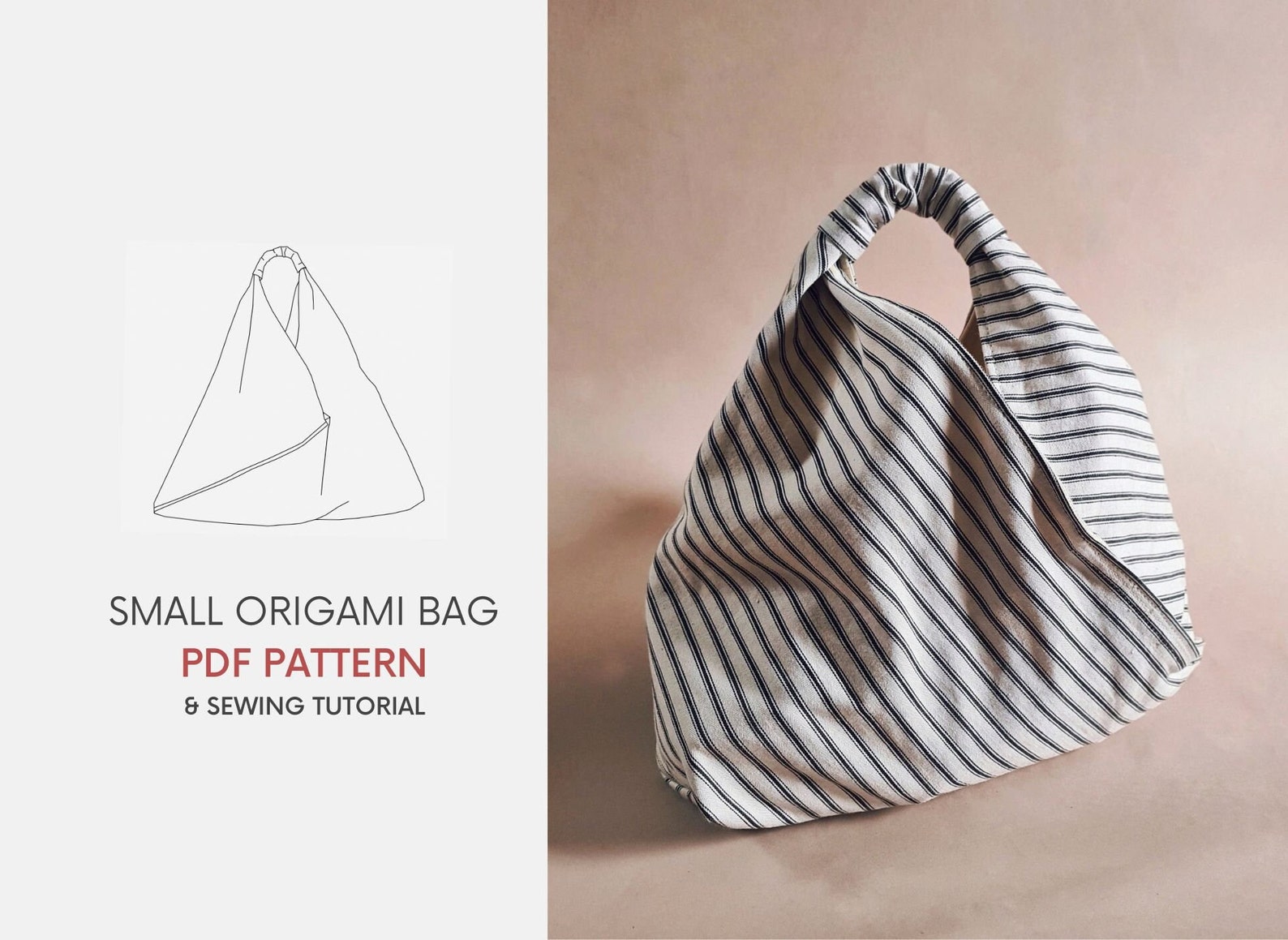 Small Japanese Folded Bag PDF Sewing Pattern With Tutorial Instant ...