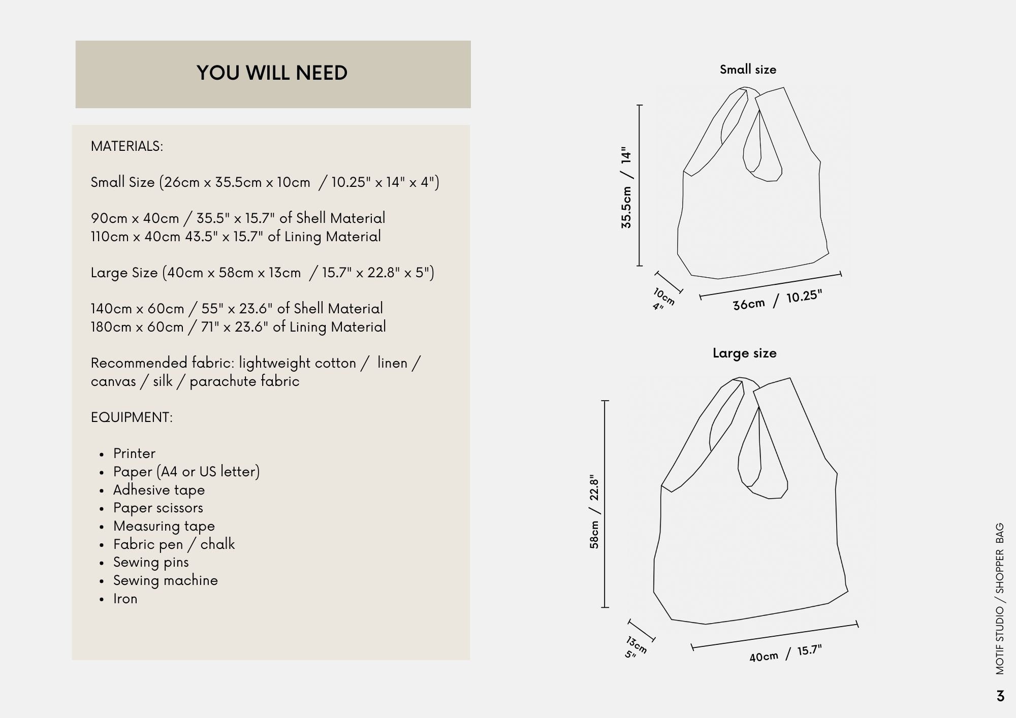 Small and Large Shopper Bag PDF Sewing Pattern With Tutorial - Etsy