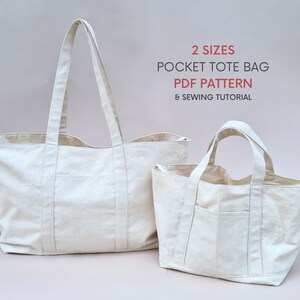 Small & Large | Pocket Tote Bag PDF Sewing Pattern and Tutorial ...