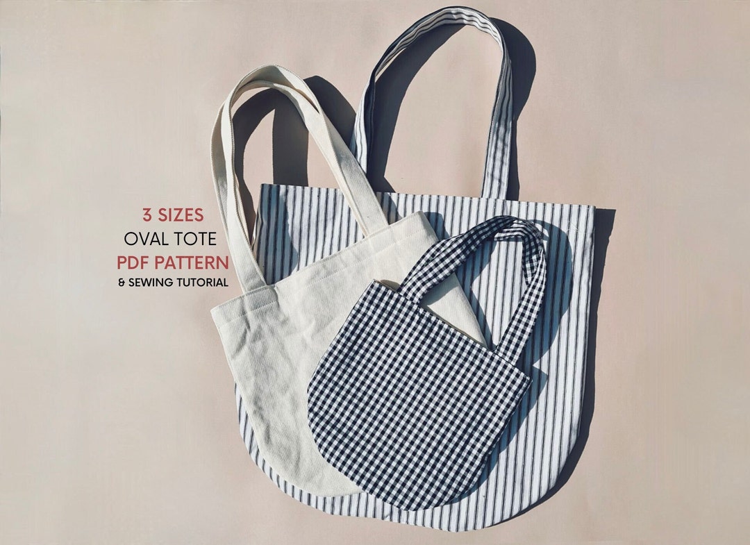 3 Sizes Oval Tote Bag | PDF Sewing Patterns With Tutorial | Small ...
