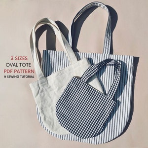 3 Sizes Oval Tote Bag | PDF Sewing Patterns With Tutorial | Small ...