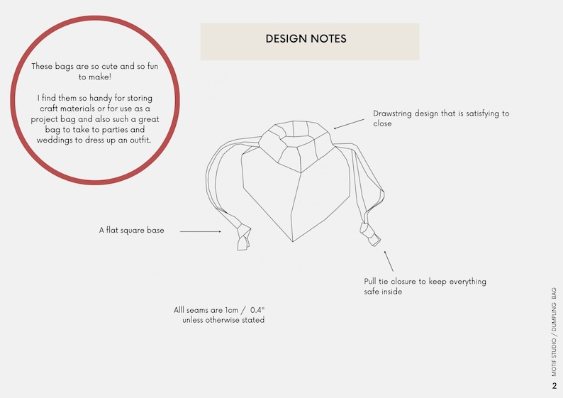 Large Dumpling Drawstring Bag | PDF Sewing Pattern and Tutorial ...
