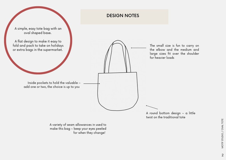 3 Sizes Oval Tote Bag | PDF Sewing Patterns With Tutorial | Small ...