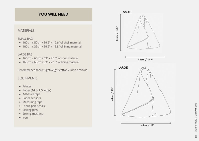 Folded Japanese Bag PDF Sewing Pattern and Tutorial - Etsy Australia