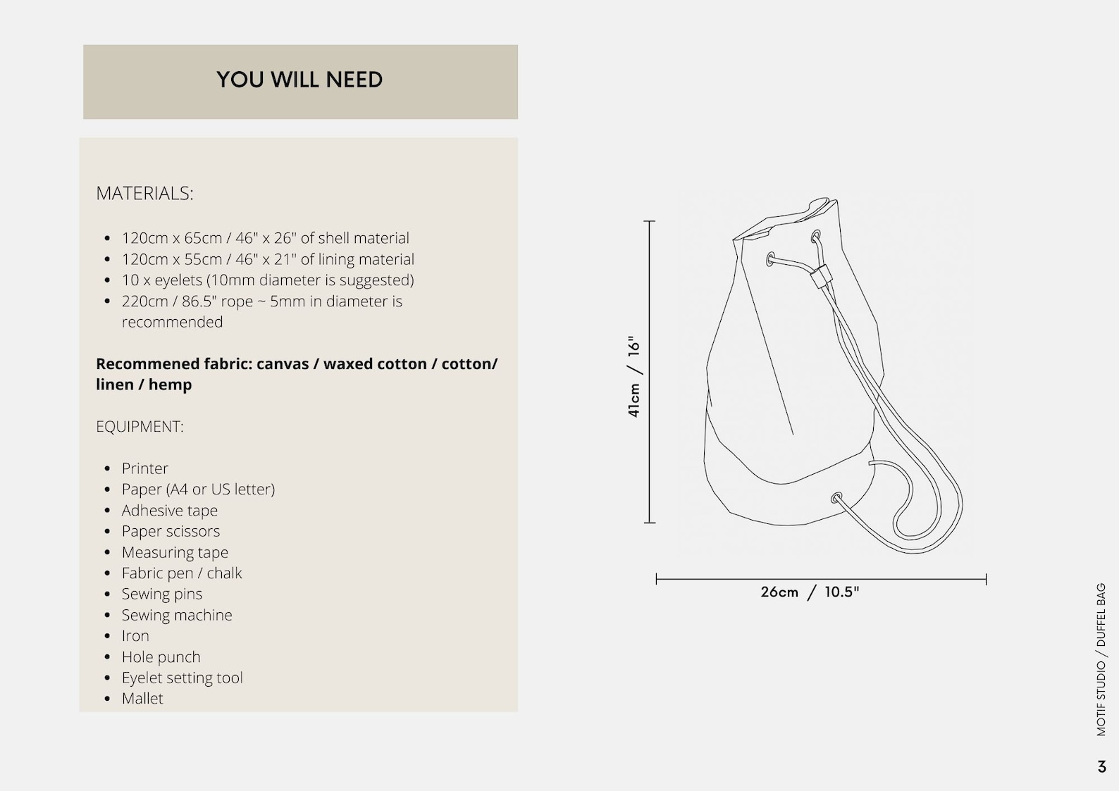 Duffel Bag PDF Sewing Pattern & Tutorial | Instant Digital Download ...