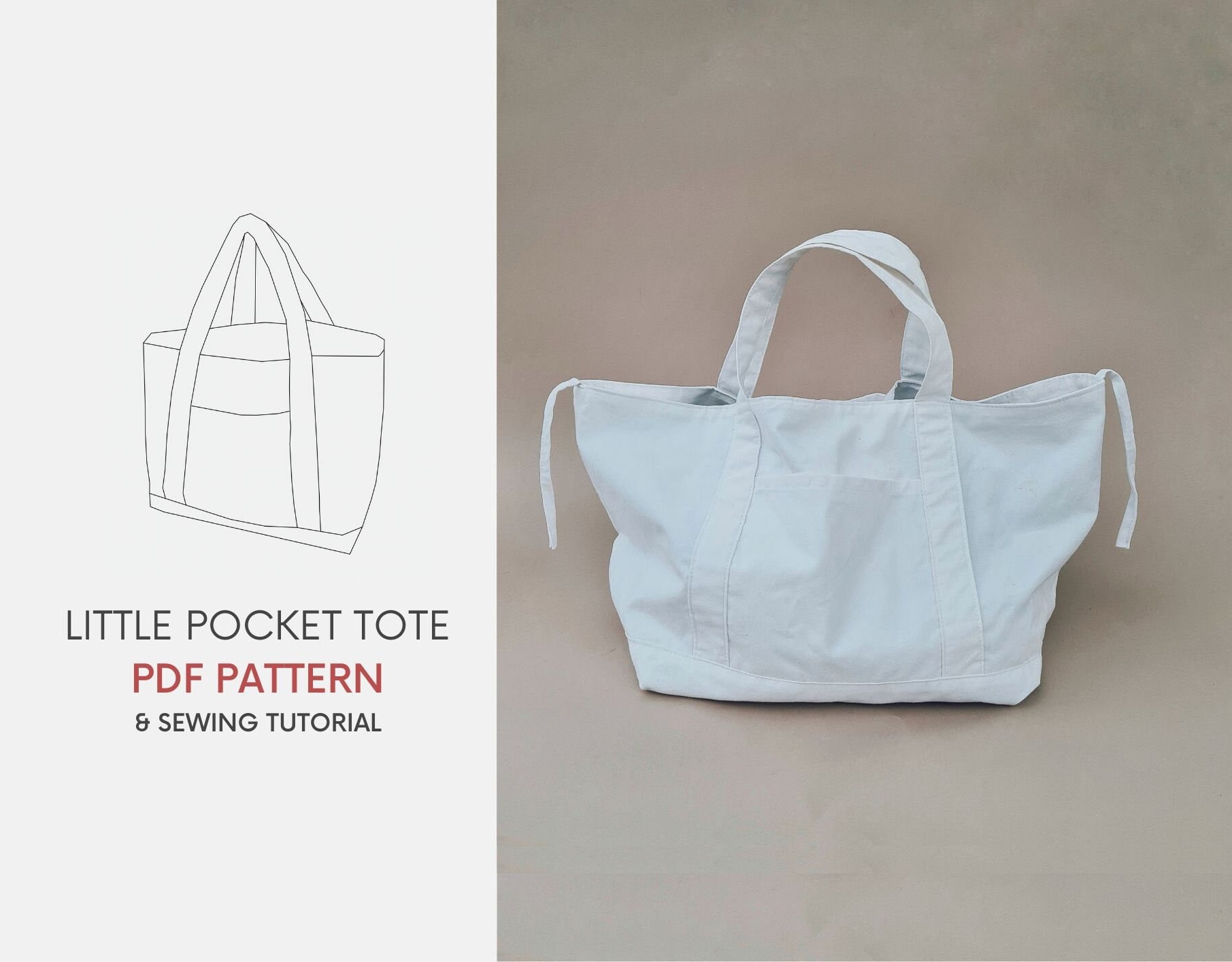 Small Pocket Tote Bag PDF Sewing Pattern & Tutorial - Etsy Australia