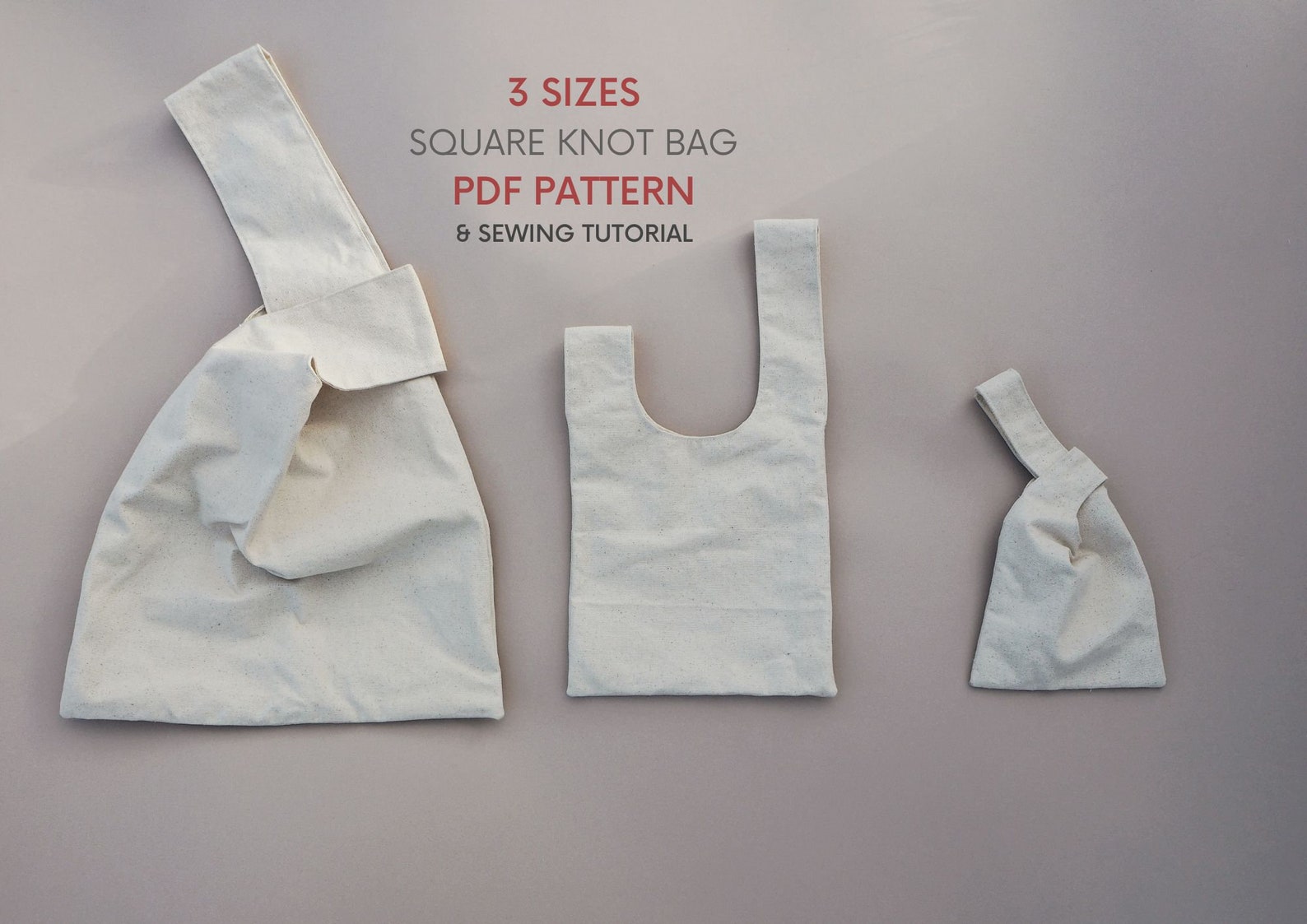 3 Sizes | Reversible Square Knot Bag | PDF Sewing Pattern and Tutorial ...