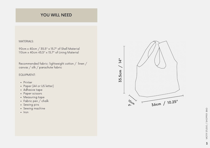 Small Shopper Bag PDF Sewing Pattern With Tutorial Instant - Etsy