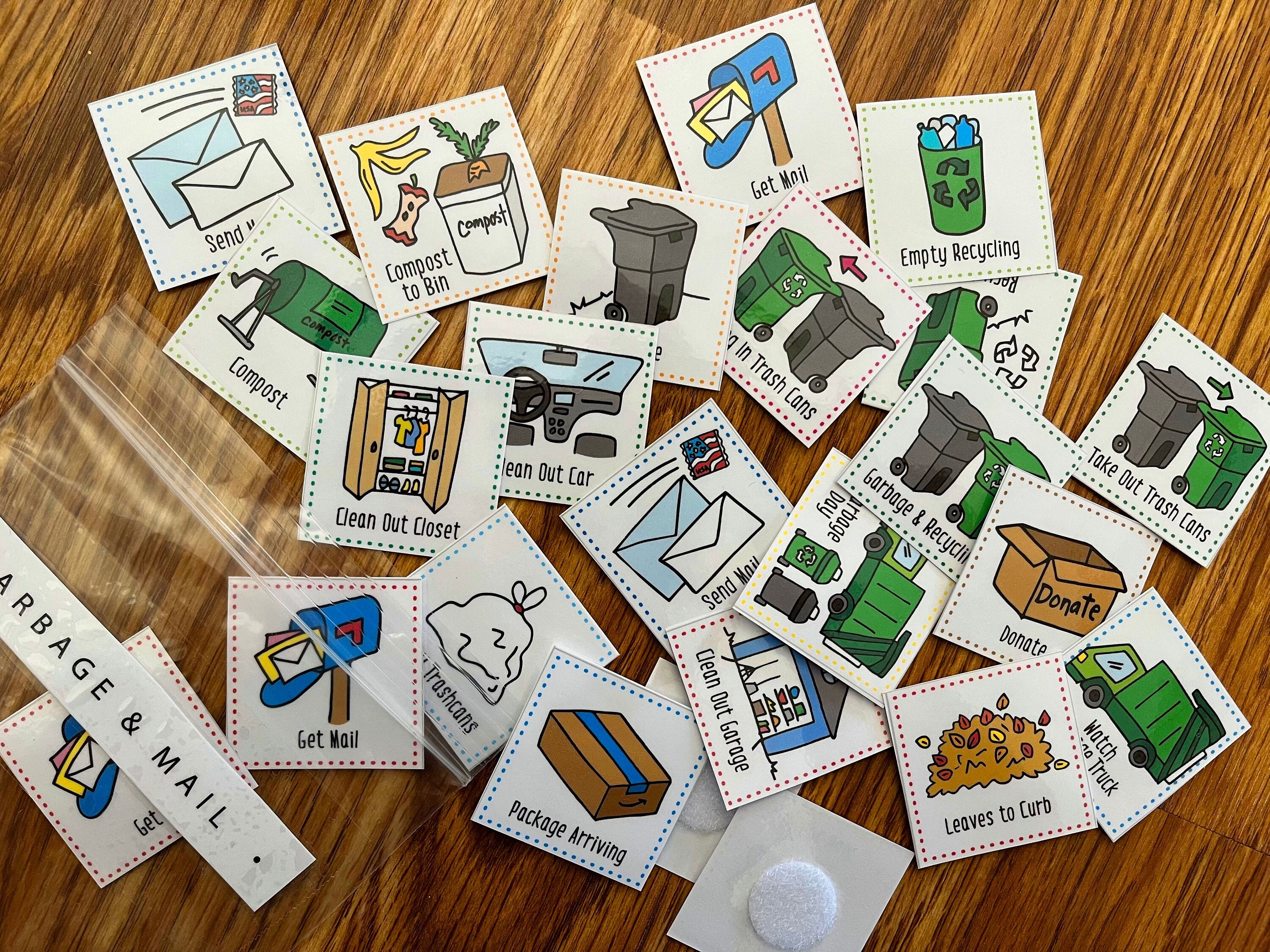 Garbage & Mail Visual Cards - Etsy