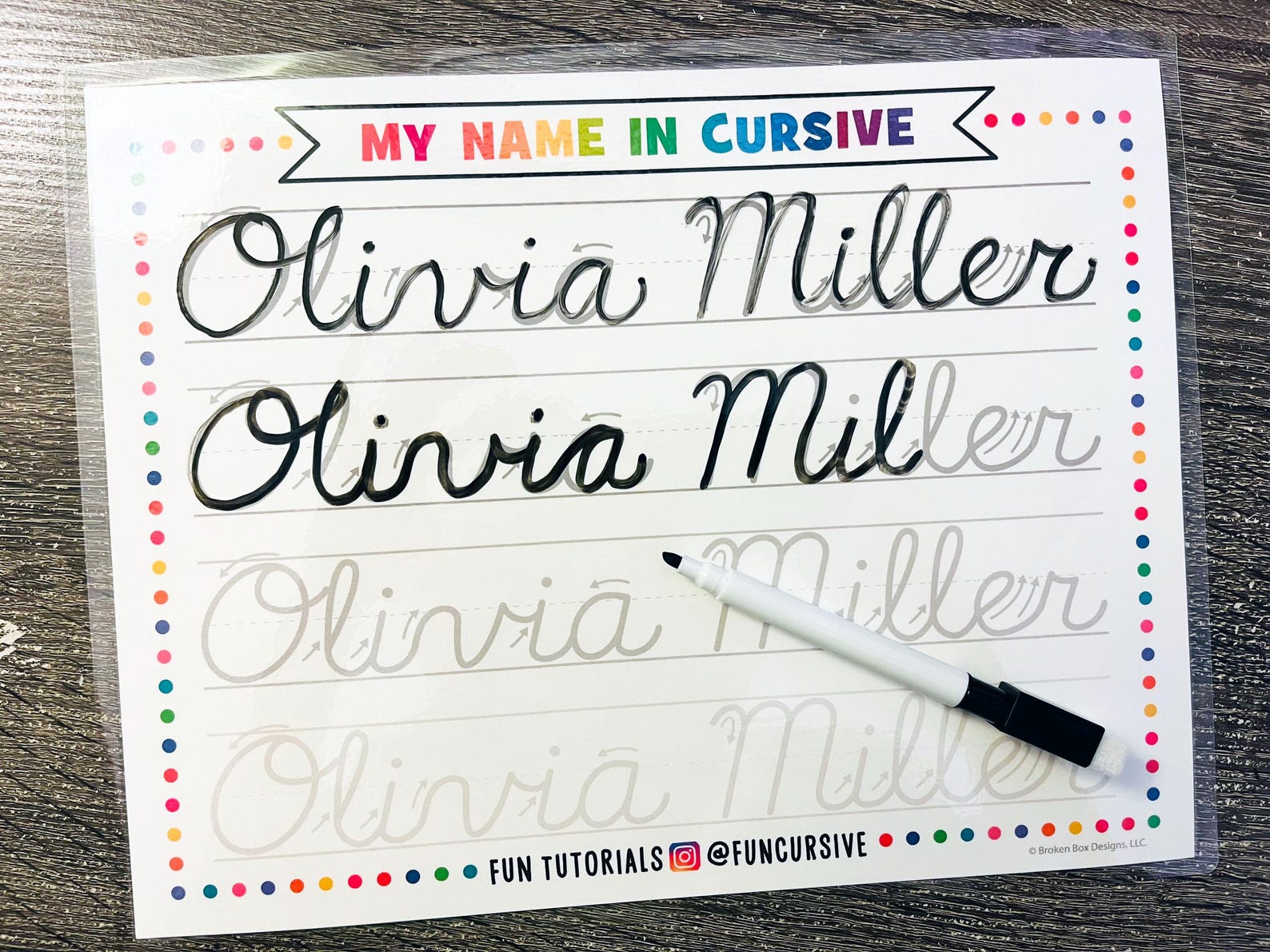 Custom Cursive Name Writing Dry Erase Board | Learn Cursive Handwriting ...