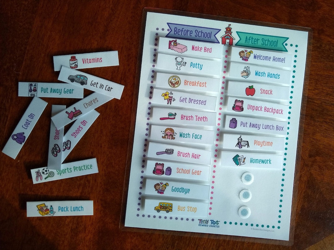 Before & After School Visual Routine Chart (for Girls) - Etsy