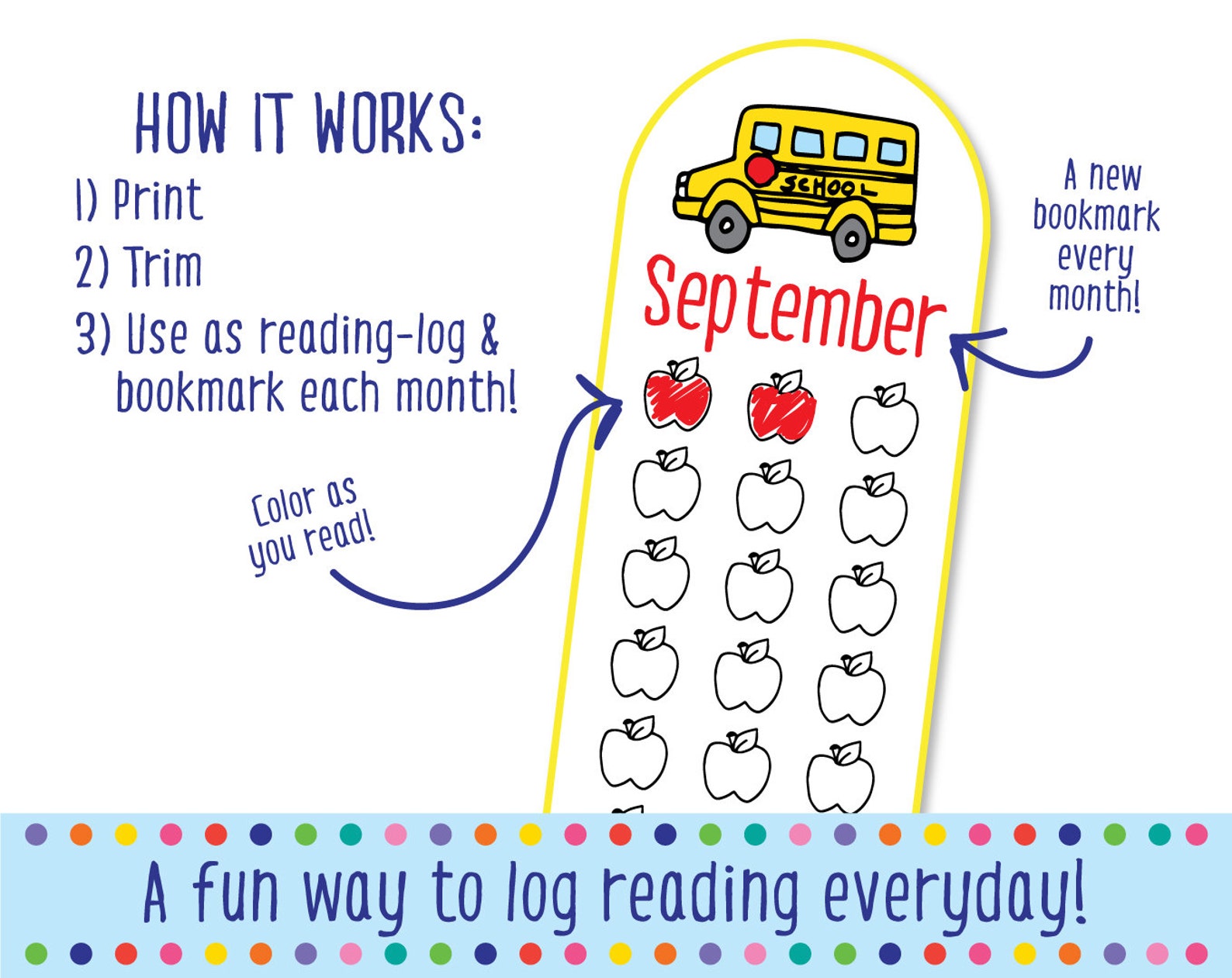 Printable Reading-log Bookmarks | Etsy