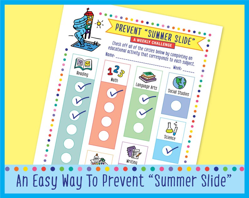 Prevent Summer Slide Weekly Challenge Checklist | Etsy