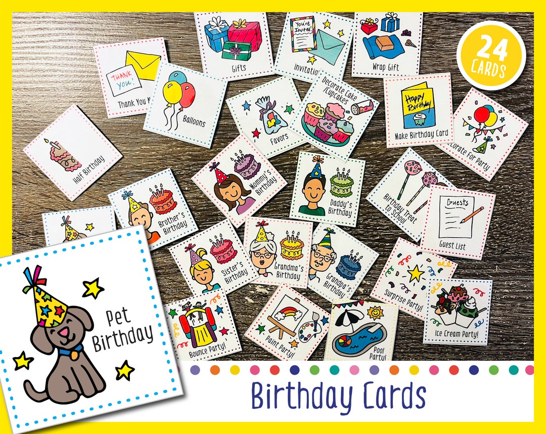 Birthday Visual Cards | Visual Routine Card Set for Toddler/kids/autism ...