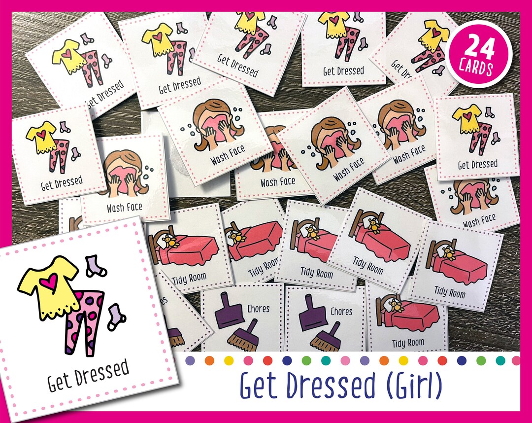 Get Dressed (girl) (cards for Weekly Calendar) - Etsy