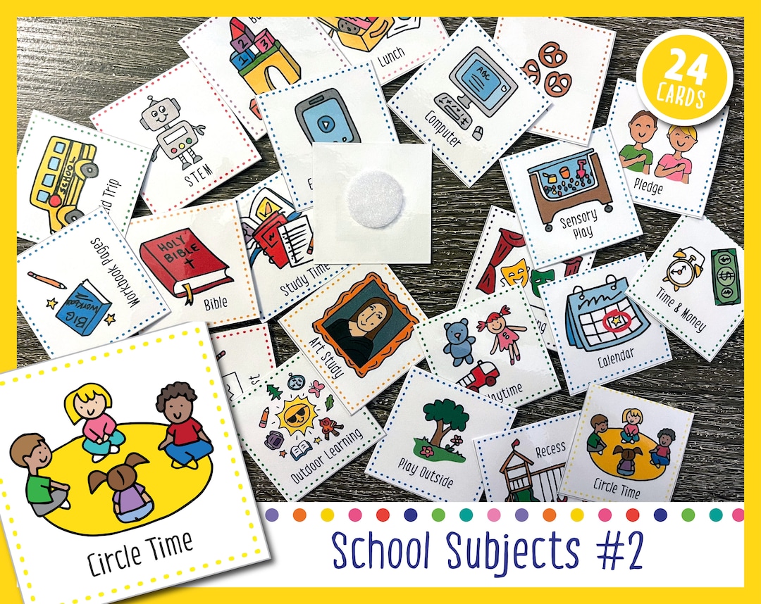 School Subjects #2 (cards for Weekly Calendar) - Etsy