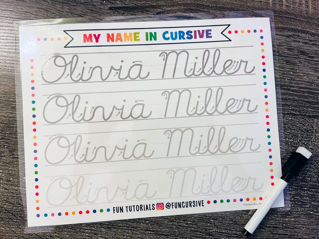 Custom Cursive Name Writing Dry Erase Board | Learn Cursive Handwriting ...